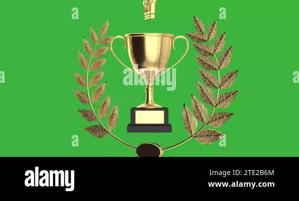4k Resolution Video: Golden Award Trophy Cup with Winner Award Gold ...
