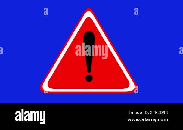 Animation loop of signal with exclamation mark in a triangular base, in ...