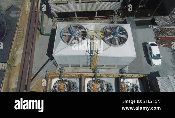 Factory cooling system. Wet type cooling tower. Cooling tower at the ...