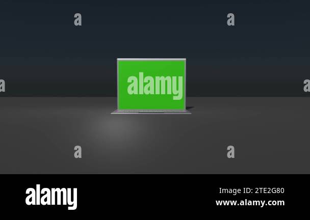 Grey laptop with green screen video. Notebook with place for ...