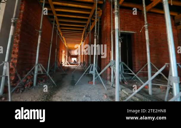 Inside a building under construction. Construction industry. The ...