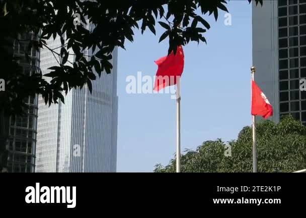 Two Flags Of Hong Kong Special Administrative Region And China. Two ...