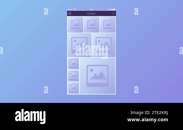 Interactive movable photo gallery app or user page. User interface pages switch smoothly. Mobile ...