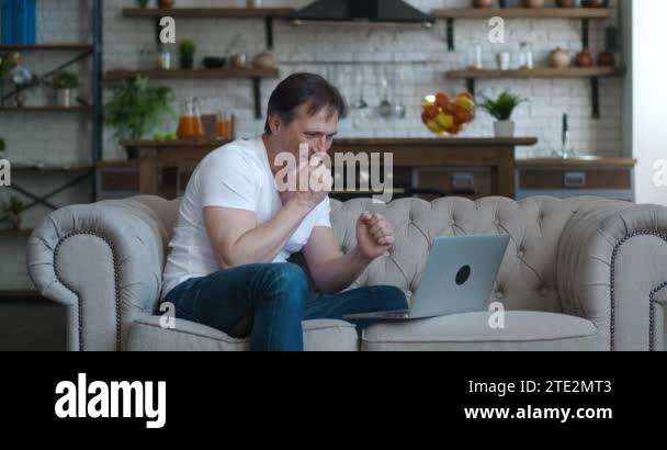 Unpleasantly surprised and shocked mature man by the bad news seen on ...