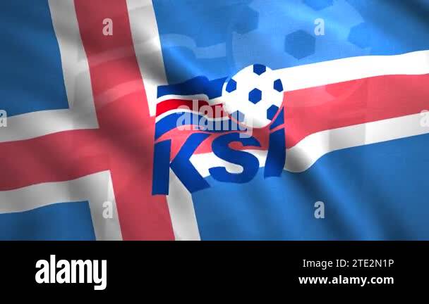 Flag of the Icelandic national team. Motion. Waving flag of Iceland ...