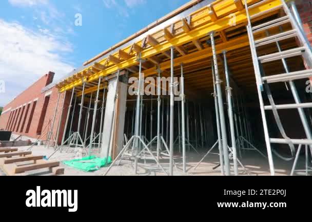 The process of creating a floor. Formwork flooring. Exterior of a ...