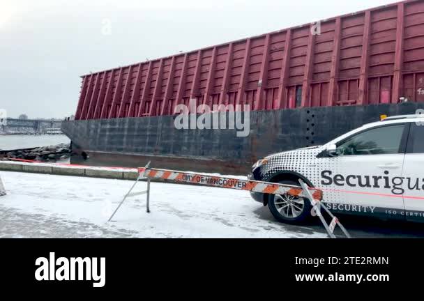 Vancouver, Canada - January 5, 2022: View of Securiguard car near the ...