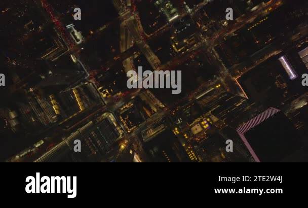 Aerial birds eye overhead top down view of heavy traffic in streets of ...
