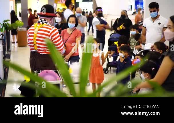Georgetown, Penang, Malaysia - Dec 04 2021: Clown with cute face mask ...