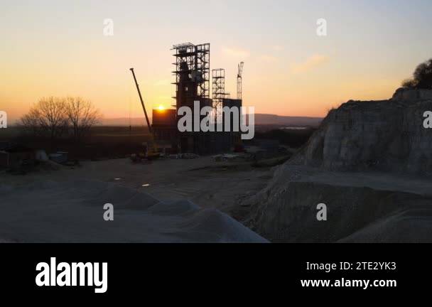 Cement factory at open pit mining of construction sand stone materials ...