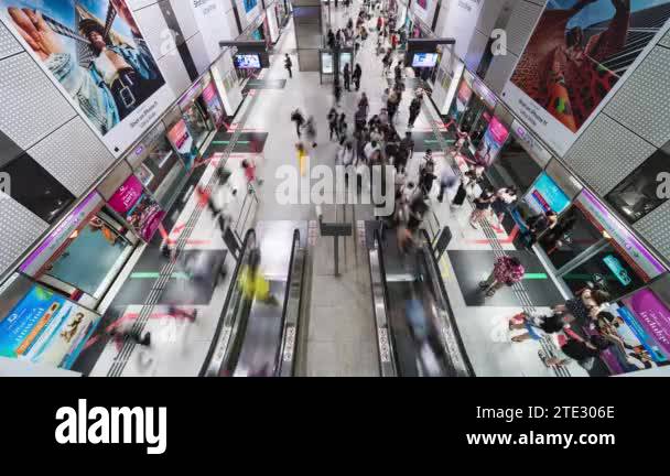 Singapore, Singapore - Feb 8, 2020: Time-lapse of crowd Asian people ...