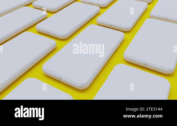 White smartphone Mockup on Yellow background. Mobile phone move in ...