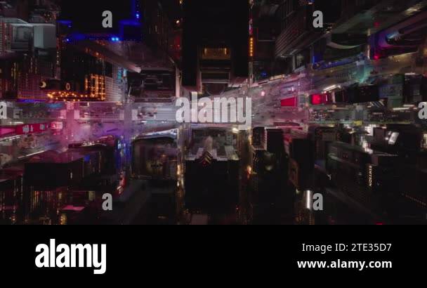 Aerial birds eye overhead top down view of colourful tourist attraction ...