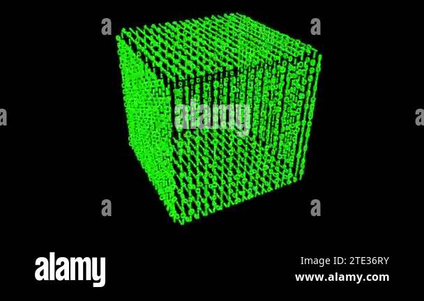 Magical Digital Cube 3D animation. VJ loops. Rotating numbers on the 3D ...
