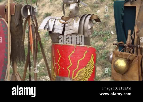 Helmet and armor, Scutum shield, Gladius sword - Roman legionary ...