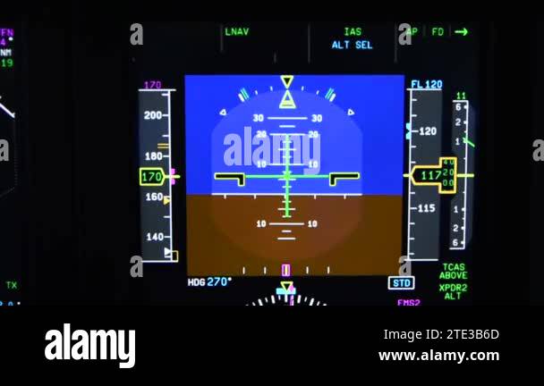 Dashboard of a commercial passenger plane. Information for pilots on ...