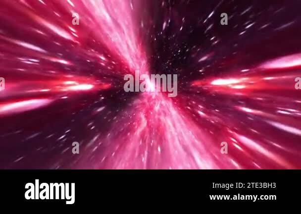 Seamless loop red pink hyperspace light speed space flight through ...