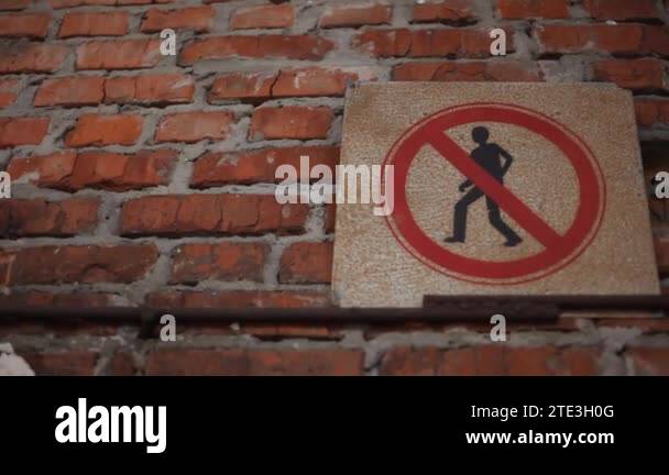 Sign no entry sign on a stone wall background. Pedestrian traffic ...