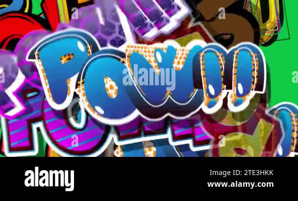 Pow. Motion poster. 4k animated Comic book word text moving on abstract ...