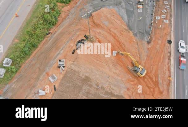 Overhead view of under construction works in highways of a 85 ...