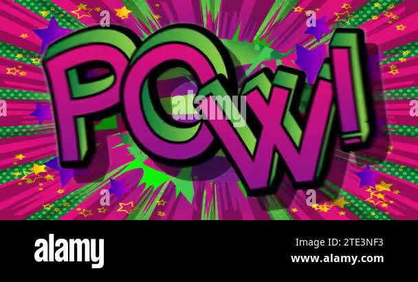 Pow. Motion poster. 4k animated Comic book word text moving on abstract ...