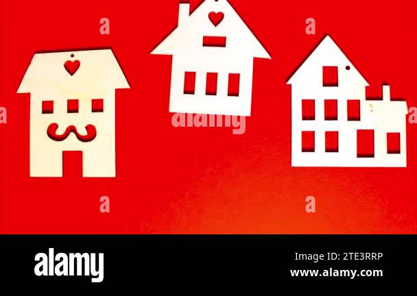 Stop motion animation. Wooden house and letters that fold the word ...