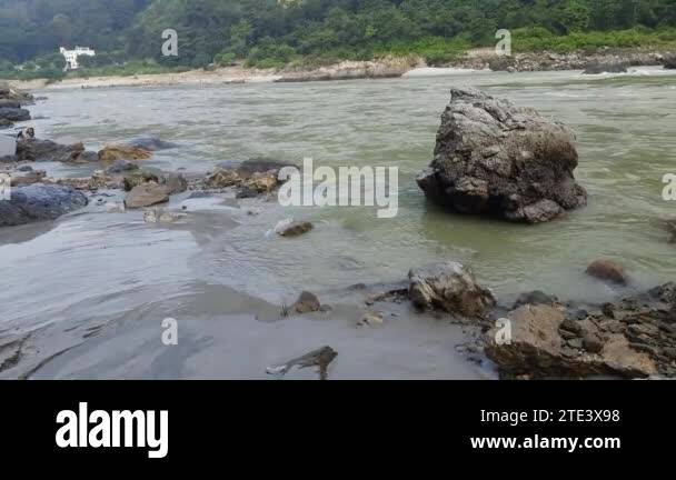 Morning view at GOA beach located in Rishikesh Uttarakhand near Laxman ...