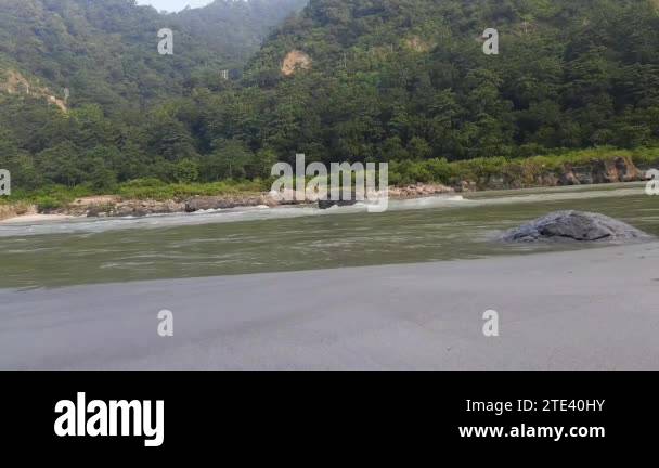 Morning view at GOA beach located in Rishikesh Uttarakhand near Laxman ...
