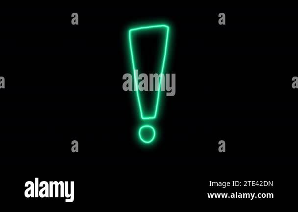 Colorful Neon Lights Exclamation Mark Icon Design. Glowing Led Light ...