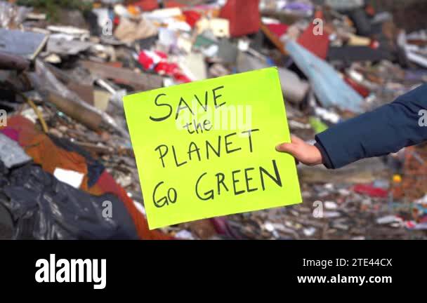 7-year-old child environmentalist and ecologist holding a sign with the ...