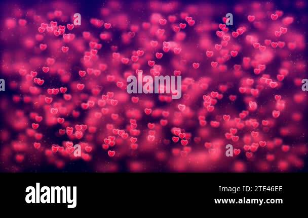 Heart particle animated background video. Red love hearts bokeh sparkle ...