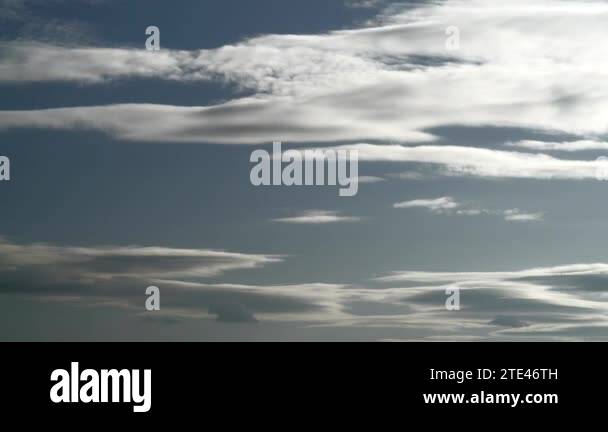 8K 7680X4320 4320p.Thin banded Lenticular clouds.Lenticular clouds are ...