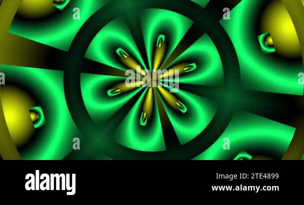 Fractal from elements of green, yellow and black colors. They appear ...