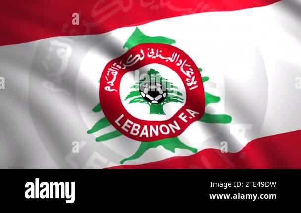 Lebanese Football Association waving colorful flag, seamless loop ...