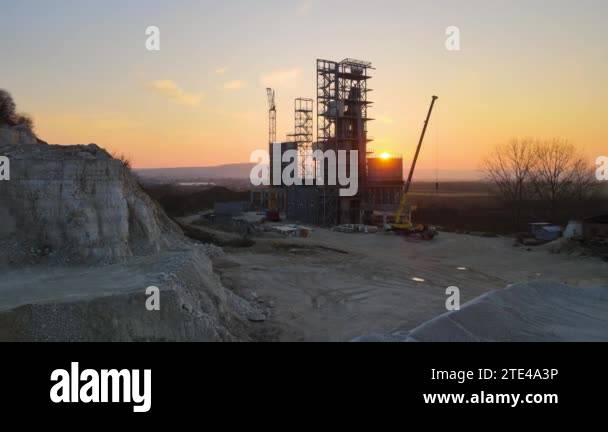 Cement factory at open pit mining of construction sand stone materials ...