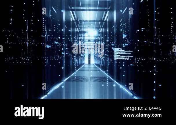 Digital information particles flow through network and data servers ...