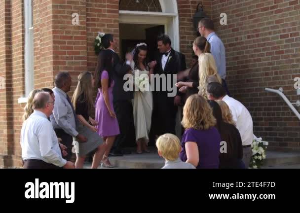 Bride and groom walking out of church Stock Videos & Footage - HD and ...