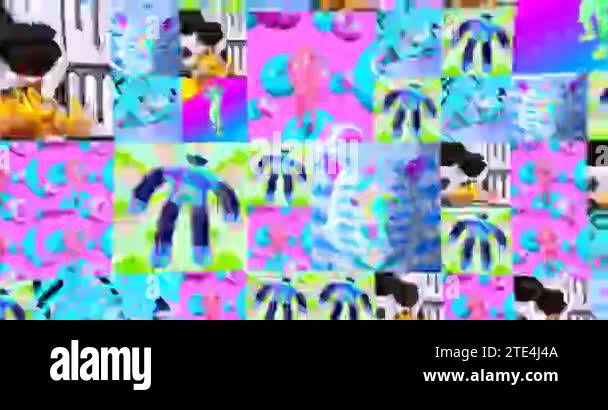 Looped 4k animation. 2d, 3d Crazy chaos mix of fashion objects and ...