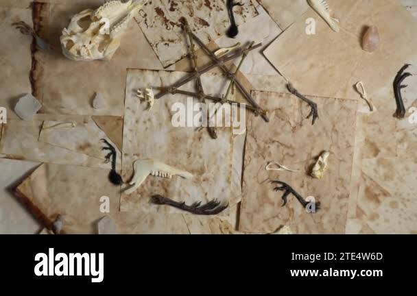 Old witchs book empty pages with wood twigs pentagram and witchcraft ...