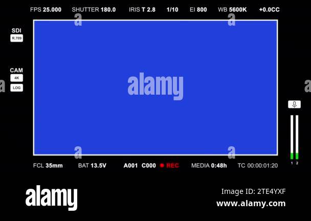 Video camera interface frame with shooting parameter indicators. 4K ...