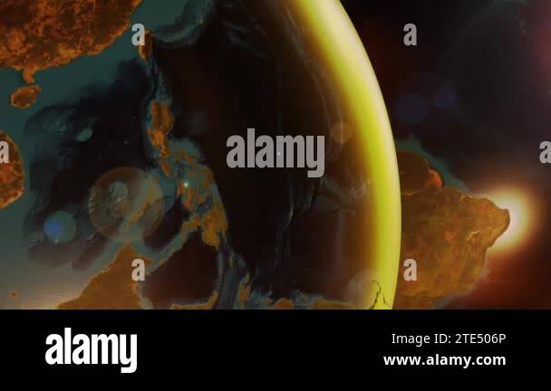 Two rotating Earths side by side. Parallel universe concept. 3D ...