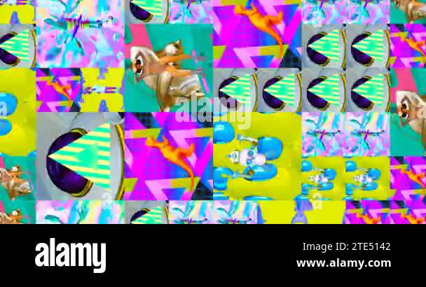 Looped 4k animation. 2d, 3d Crazy chaos mix of fashion objects and ...