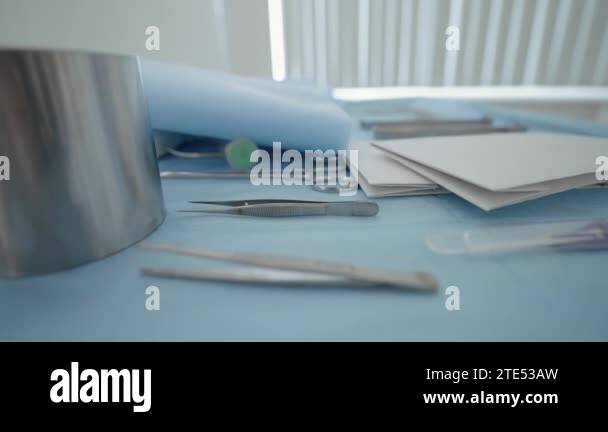 Surgical instruments and tools in the operating room. Action. Close up ...