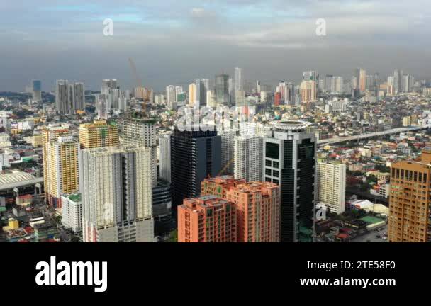 Manila city covered with fog and pollution. Beautiful panorama of ...