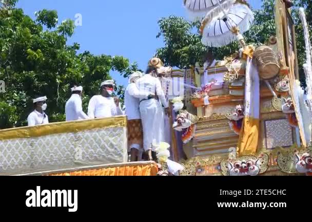 the Balinese Hindu Cremation ceremony (Ngaben) of a member of the royal ...