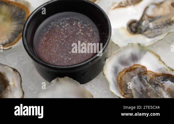 oyster delicacy beautifully presented on a platter with oyster sauce ...