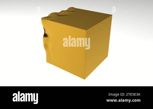 Abstract golden deformed cube. Seamless loop. 3D animation. Ideal for ...