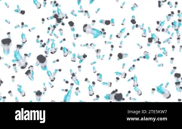 Many syringe floating in air on white background. Medical concept. 3D ...