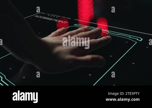 Hand scanner identifying user login allowing futuristic system access ...