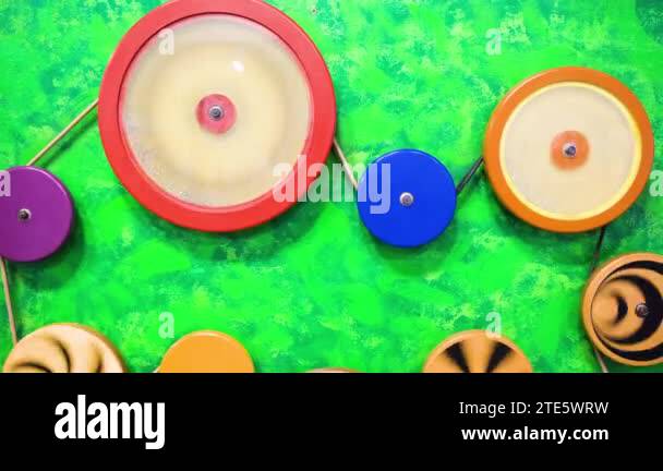 Interactive exposition in science museum for kids with colored rotating ...